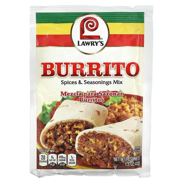 Lawry's, Spices & Seasonings Mix, Burrito , 1.5 oz (42 g) Pack of 2 ...