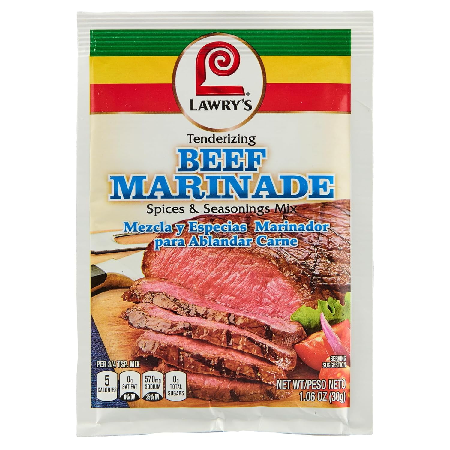 Lawry's Tenderizing Beef Marinade Spices & Seasonings Mix 1.06 oz Pack ...