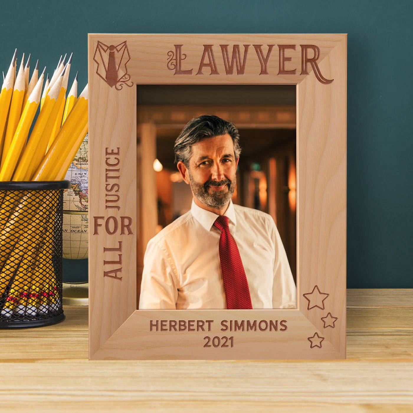Lawyer All For Justice Personalized Wooden Frame 5" x 7" Brown ...