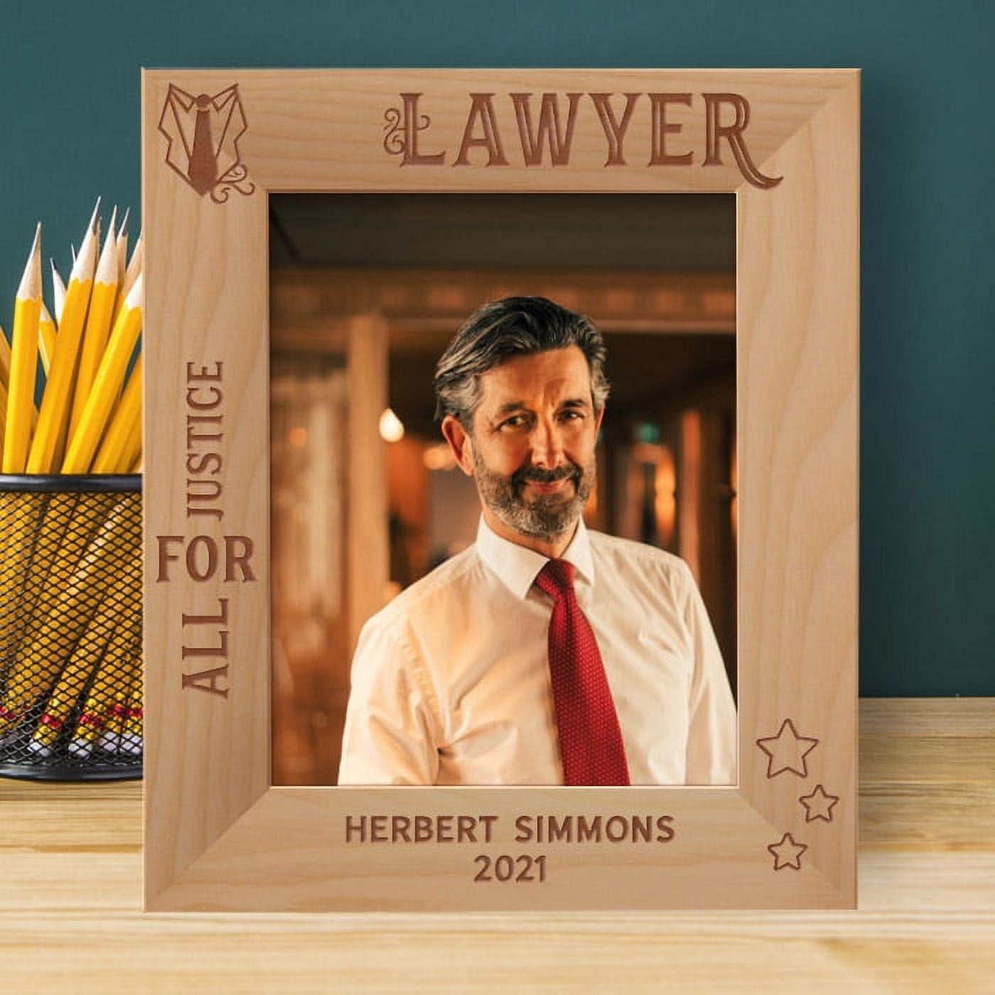 Lawyer All For Justice Personalized Wooden Frame 8" x 10" Brown ...