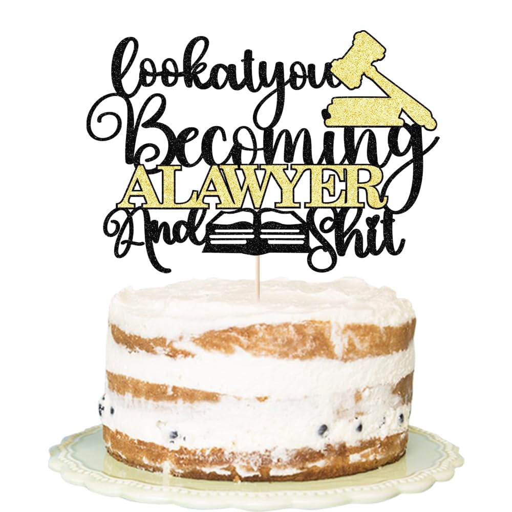 Lawyer Graduation Cake Topper,Gold Black Glitter RST1 Class Of 2025 ...