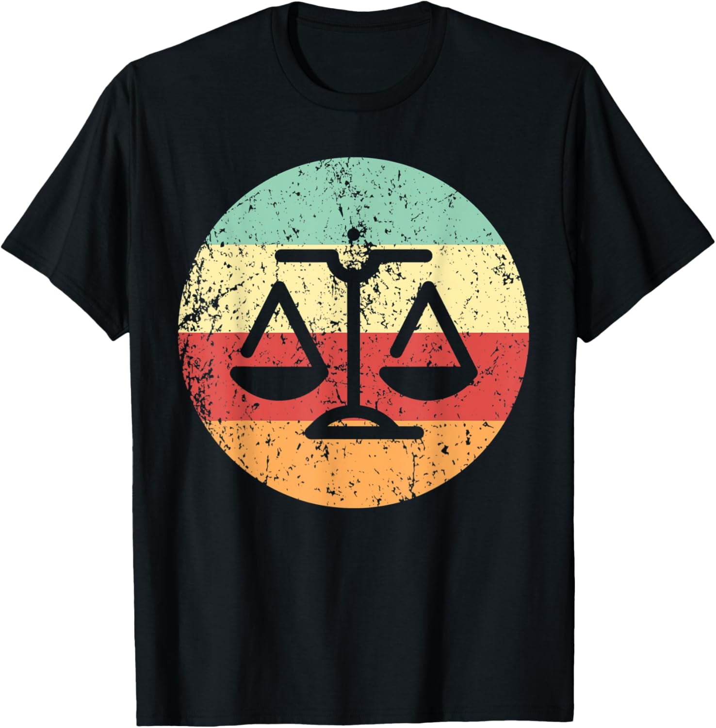 Lawyer Judge Scale of Justice Cool Retro 1970's Style Circle T-Shirt ...