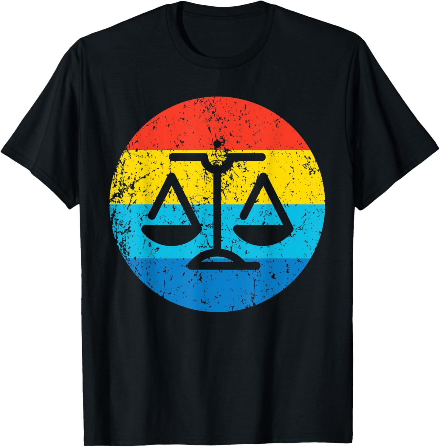 Lawyer Judge Scale of Justice Retro 1970's Style Circle T-Shirt men and ...