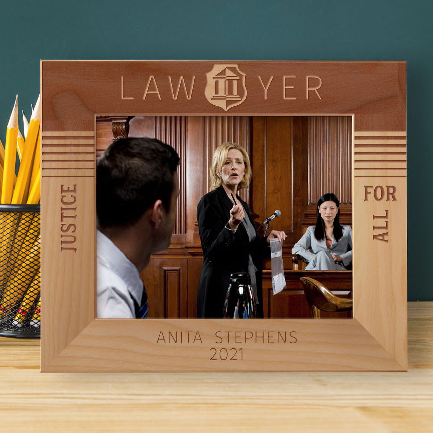 Lawyer Justice For All Personalized Wooden Frame-10" x 8" Brown ...