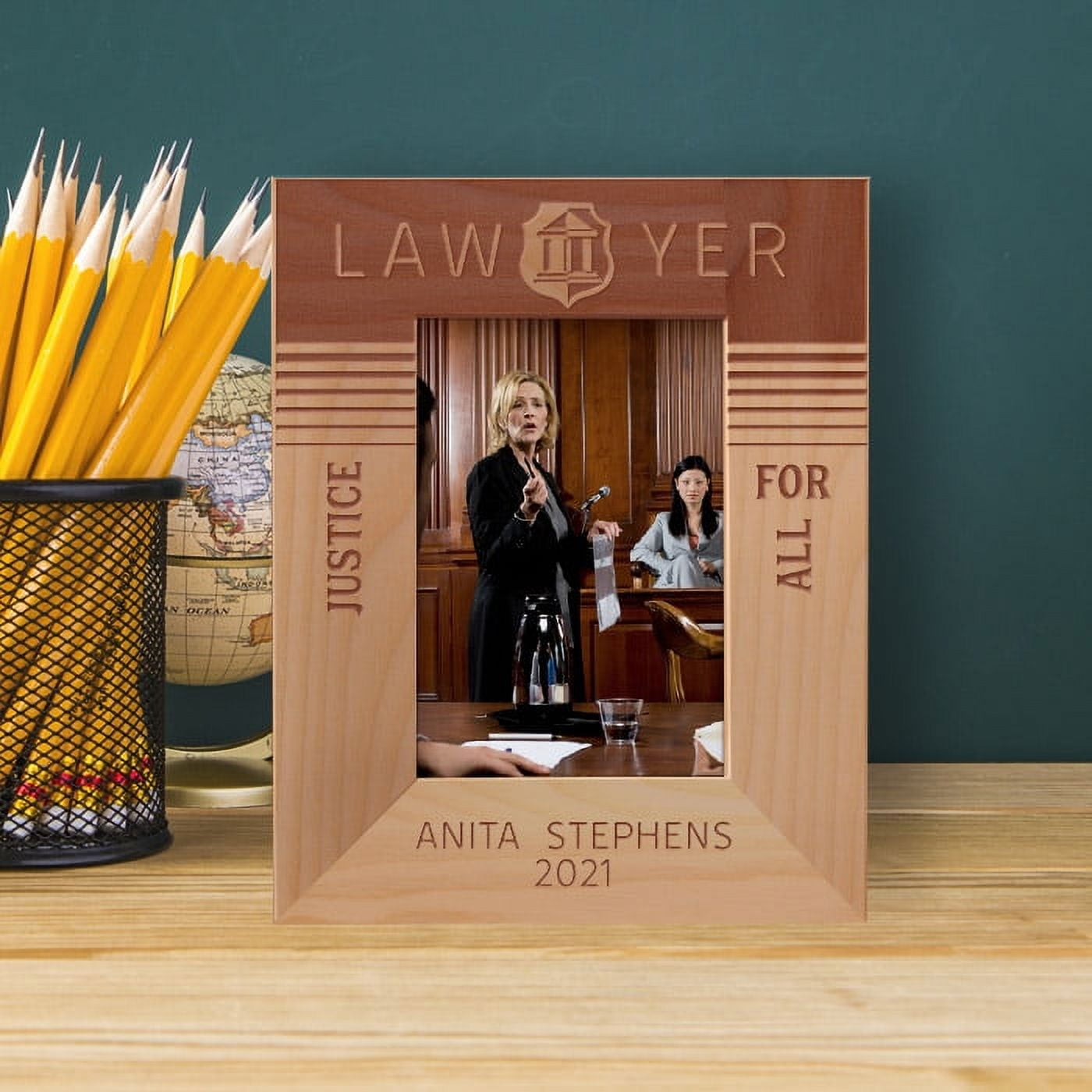 Lawyer Justice For All Personalized Wooden Frame 3 1/2" x 5" Brown ...