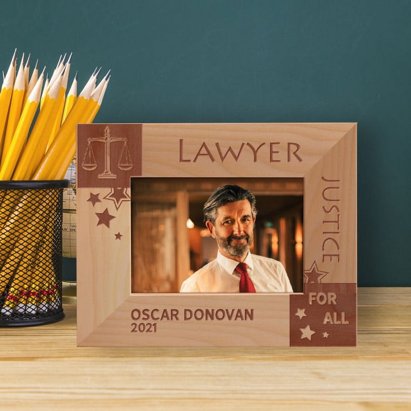 Lawyer Justice For All Personalized Wooden Frame-5" x 3 1/2" Brown ...