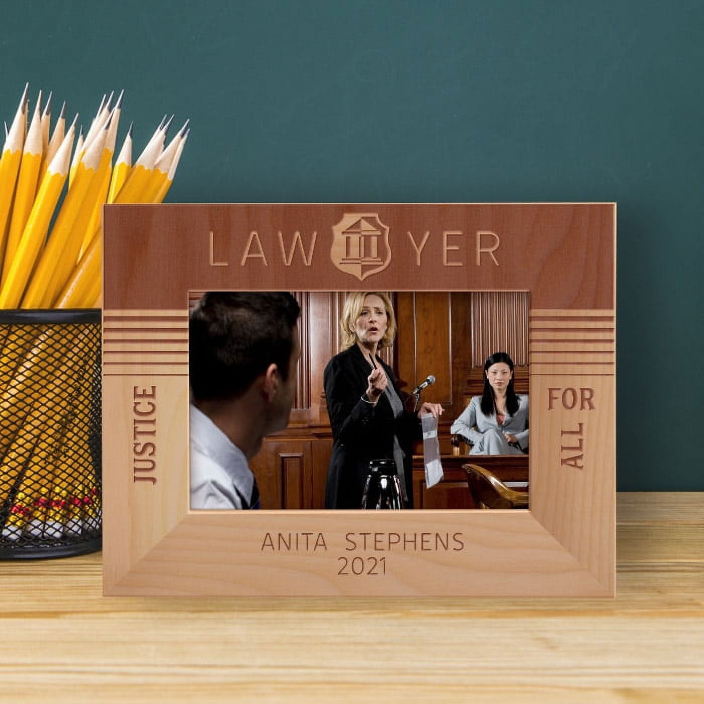 Lawyer Justice For All Personalized Wooden Frame-6" x 4" Brown ...