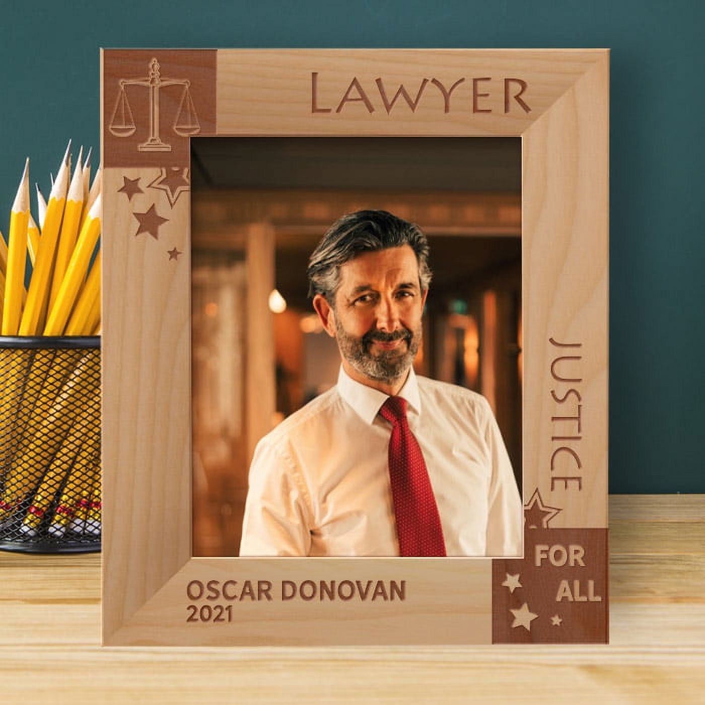 Lawyer Justice For All Personalized Wooden Frame 8" x 10" Brown ...