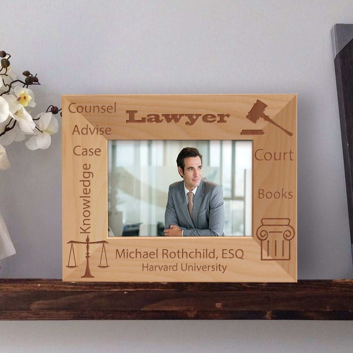 Lawyer Personalized Wooden Picture Frame-5" x 3 1/2" Brown Horizontal ...