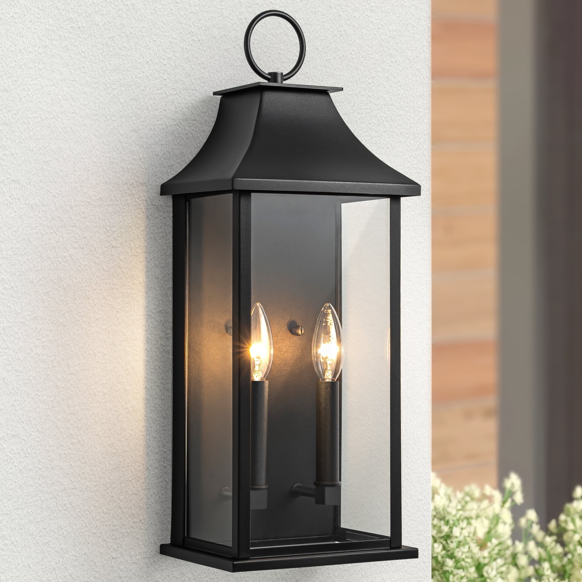 Lawyettle Black Outdoor Wall Light, 20.6-Inch Dusk to Dawn Sensor ...