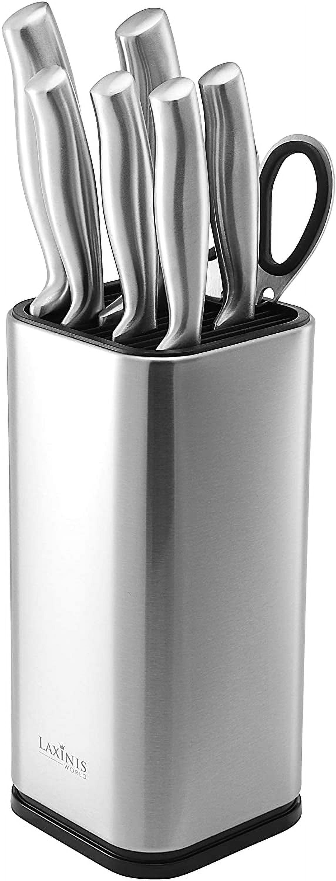 Laxinis World Universal Knife Block, Stainless-Steel Modern Rectangular ...