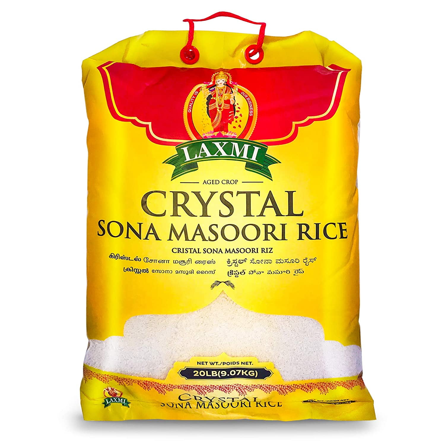 Laxmi Brand Crystal Sona Masoori Rice, Medium-Thin Grain, 20lb ...