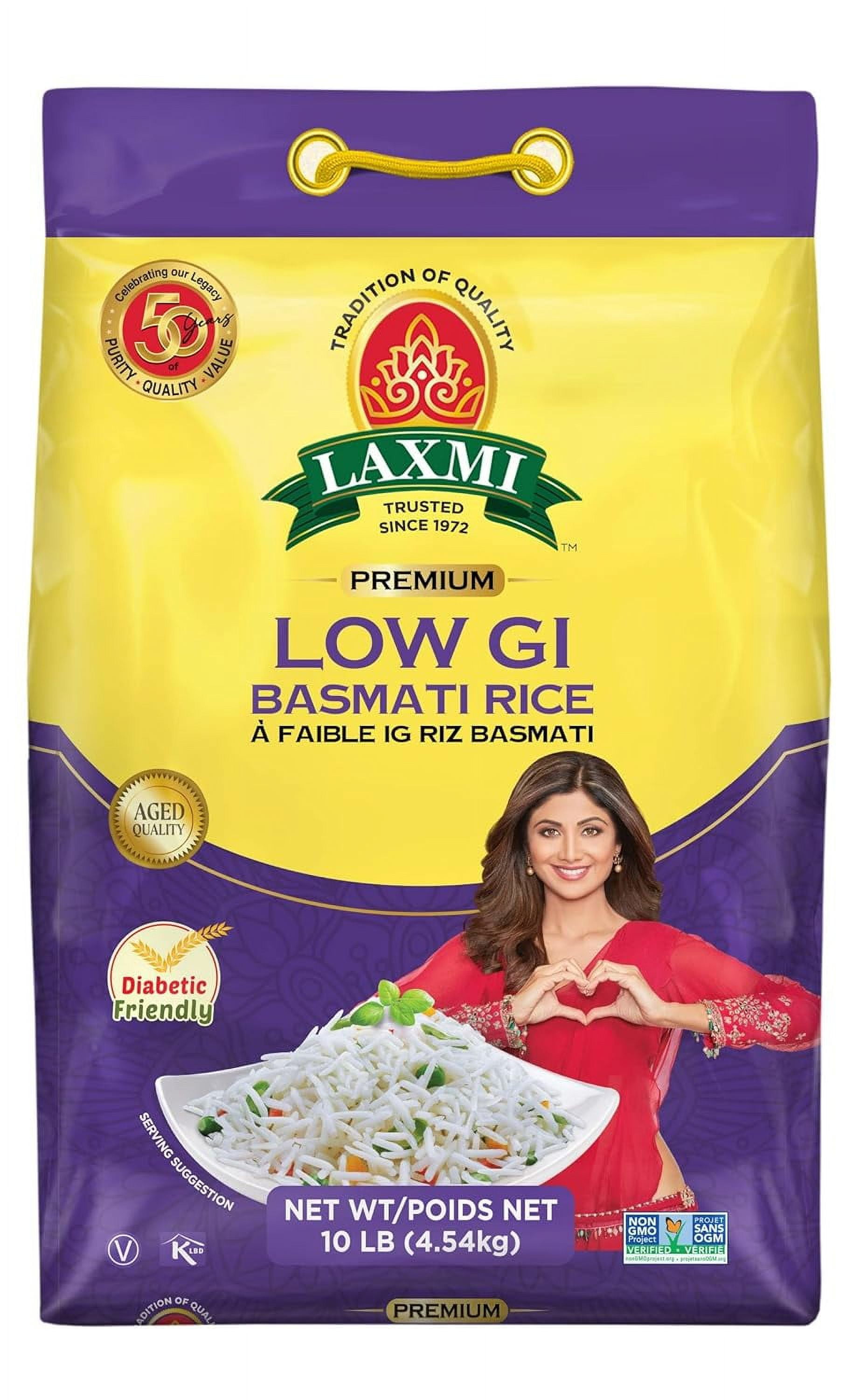 Laxmi Diabetic Friendly Basmati Rice w/Lower G.I. Index Value - 10lb ...