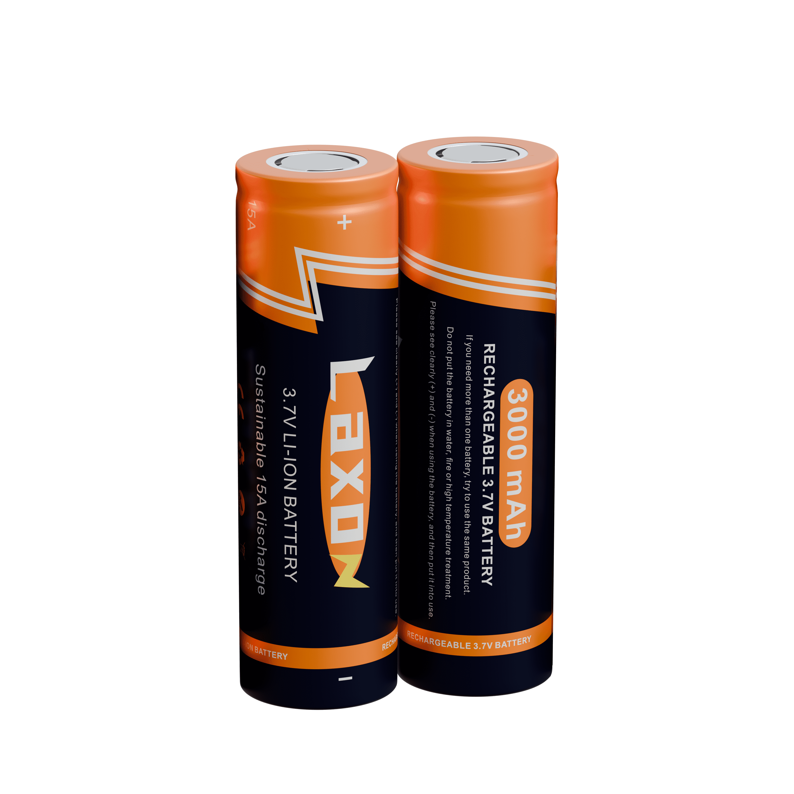 Laxon 3.7V Rechargeable Battery Lithium 3000mAh Flat Top 2 Pack ...