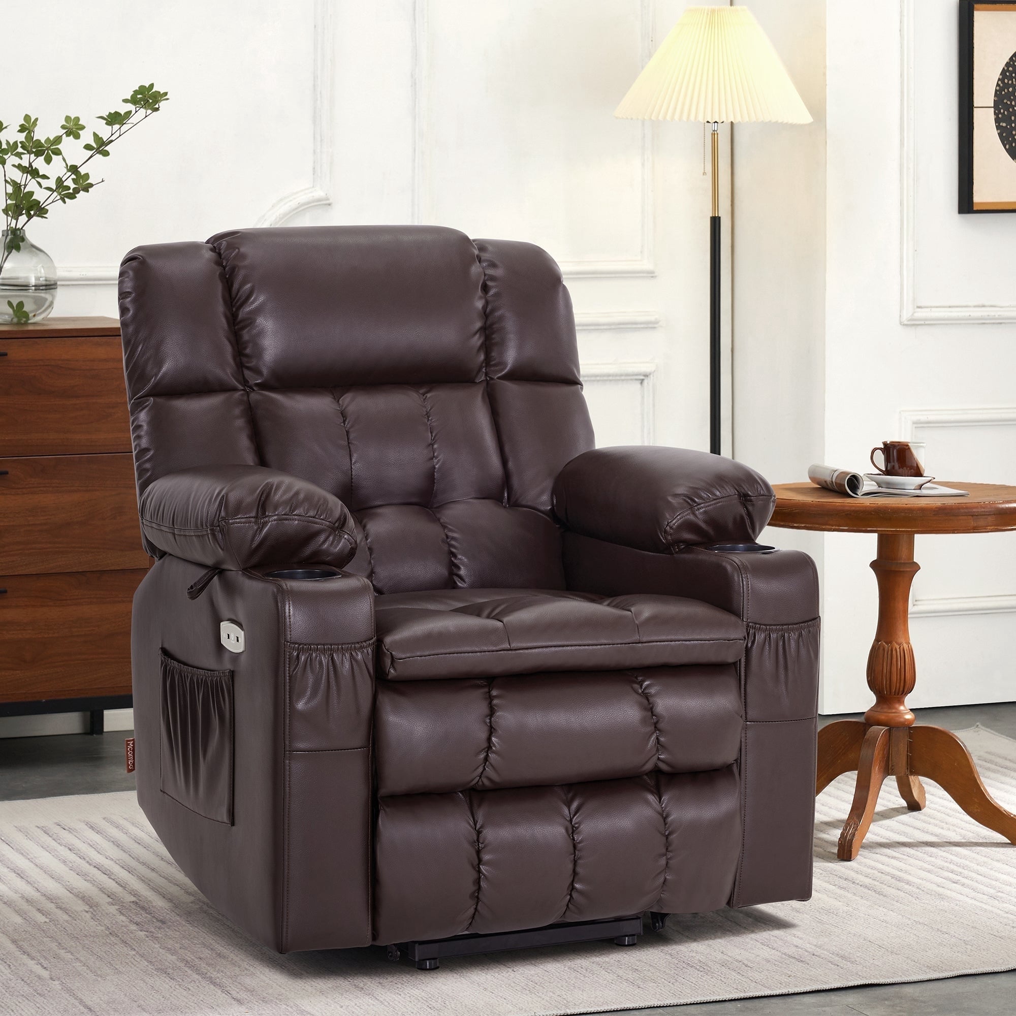 MCombo Lay Flat Dual Motor Power Lift Recliner with Massage and Heat ...