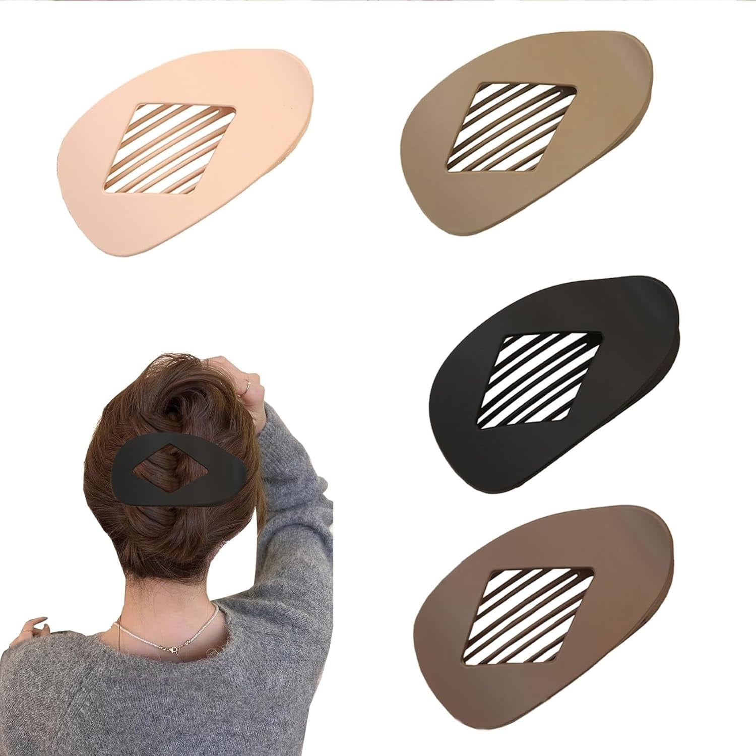 Lay Flat Hair Clips for Women - 6 Pack Large French Claw Clips, Strong ...