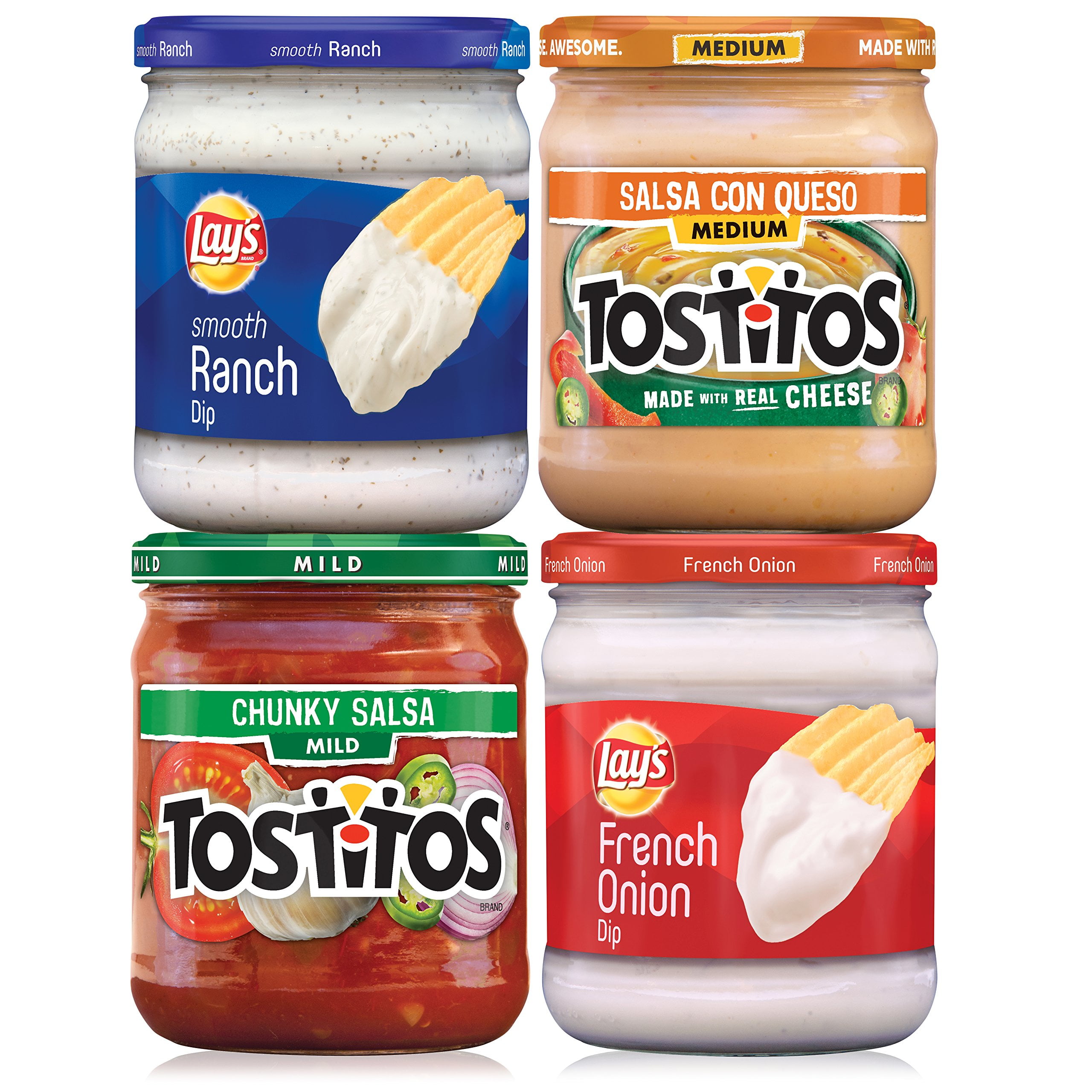Lay,S & Tostitos Party Salsa And Dips Variety Pack, 4 Count - Walmart.com
