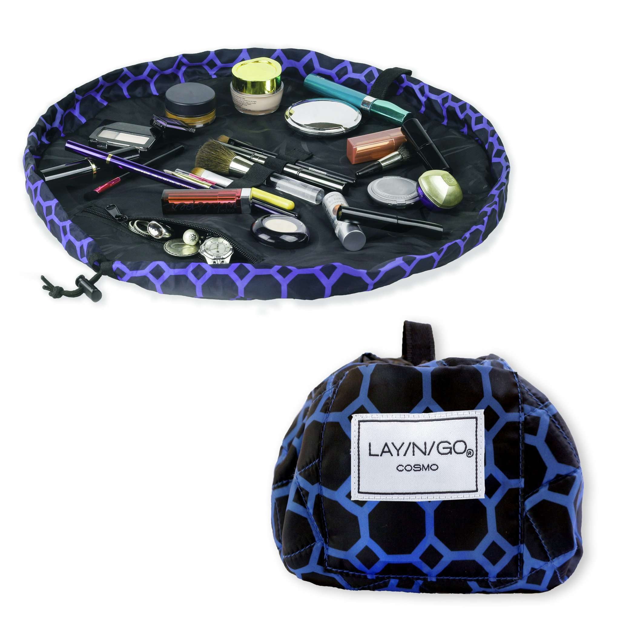 Lay-n-Go COSMO (20") Sapphire Drawstring Cosmetic Makeup Bag, Toiletry ...
