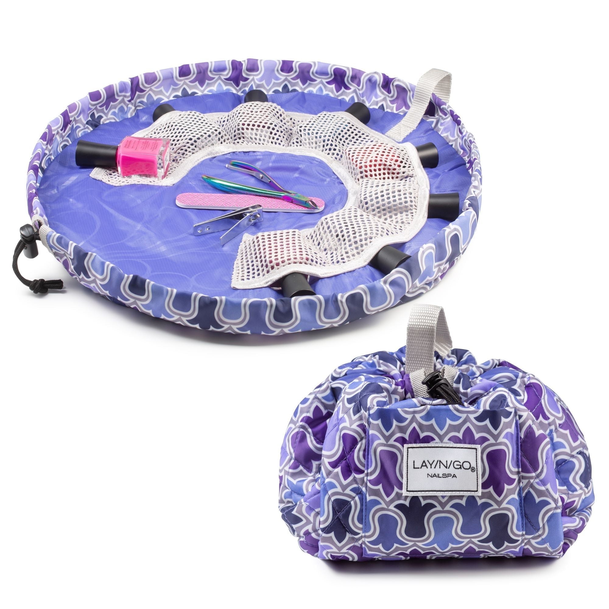Lay-n-Go NAILSPA (18") Lavender Purple Drawstring Cosmetic Makeup Bag ...