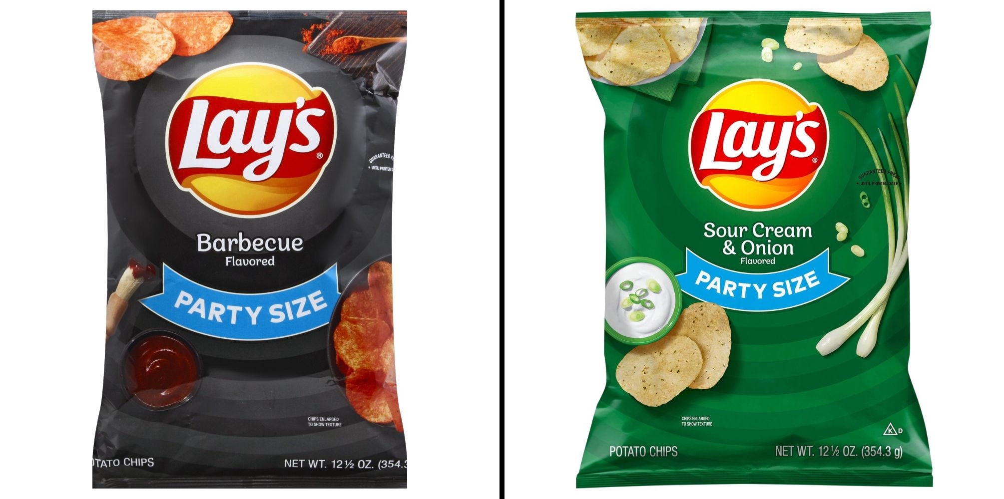 Lay's Barbecue Potato Chips Party Size 12.5 oz & Sour Cream Onion ...