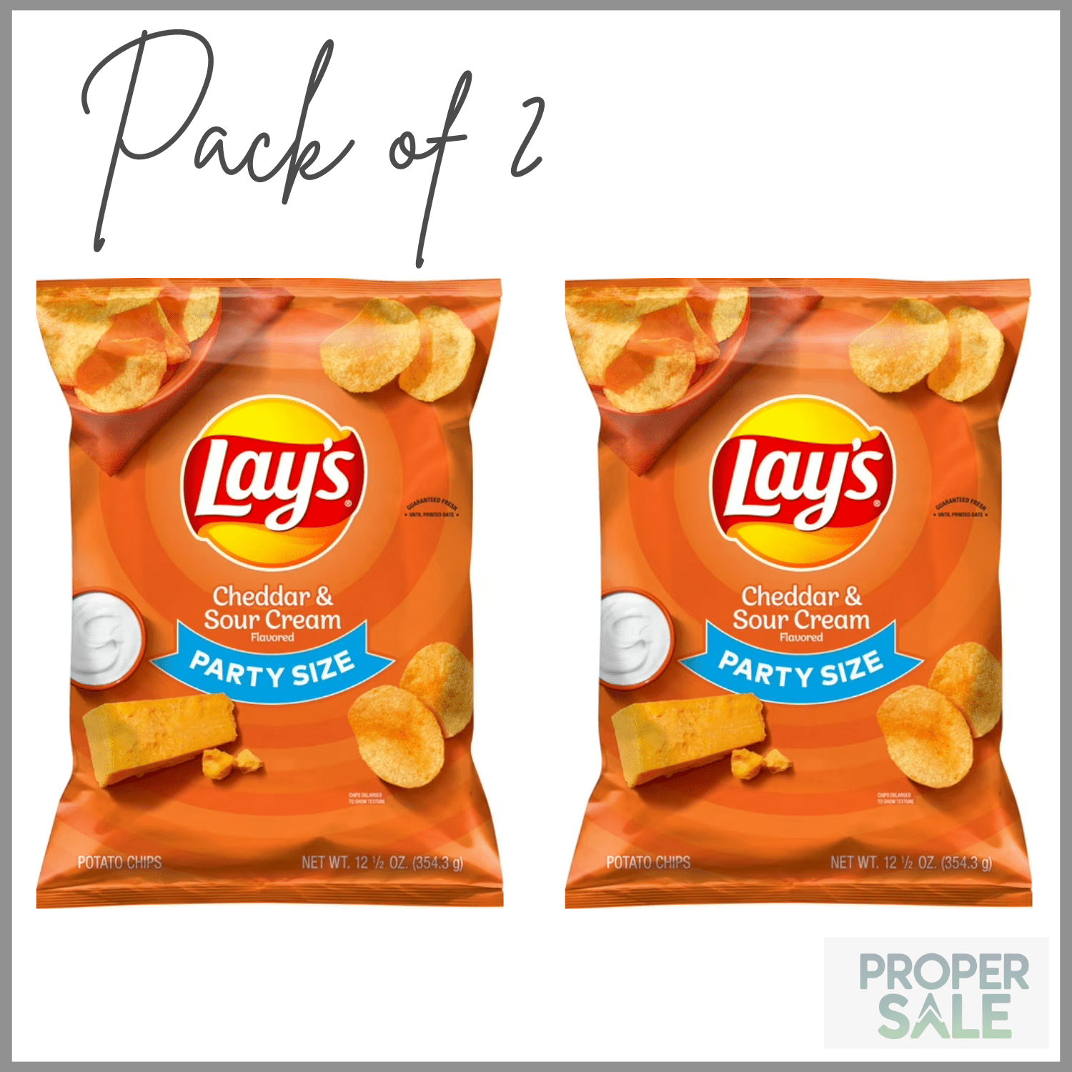 Lay's Cheddar & Sour Cream Flavored Potato Chips, Party Size, 12.5 oz ...