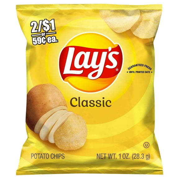 Lay's Classic Potato Chips, 12-Pack, 1oz Bags, Gluten-Free, Frito-Lay ...