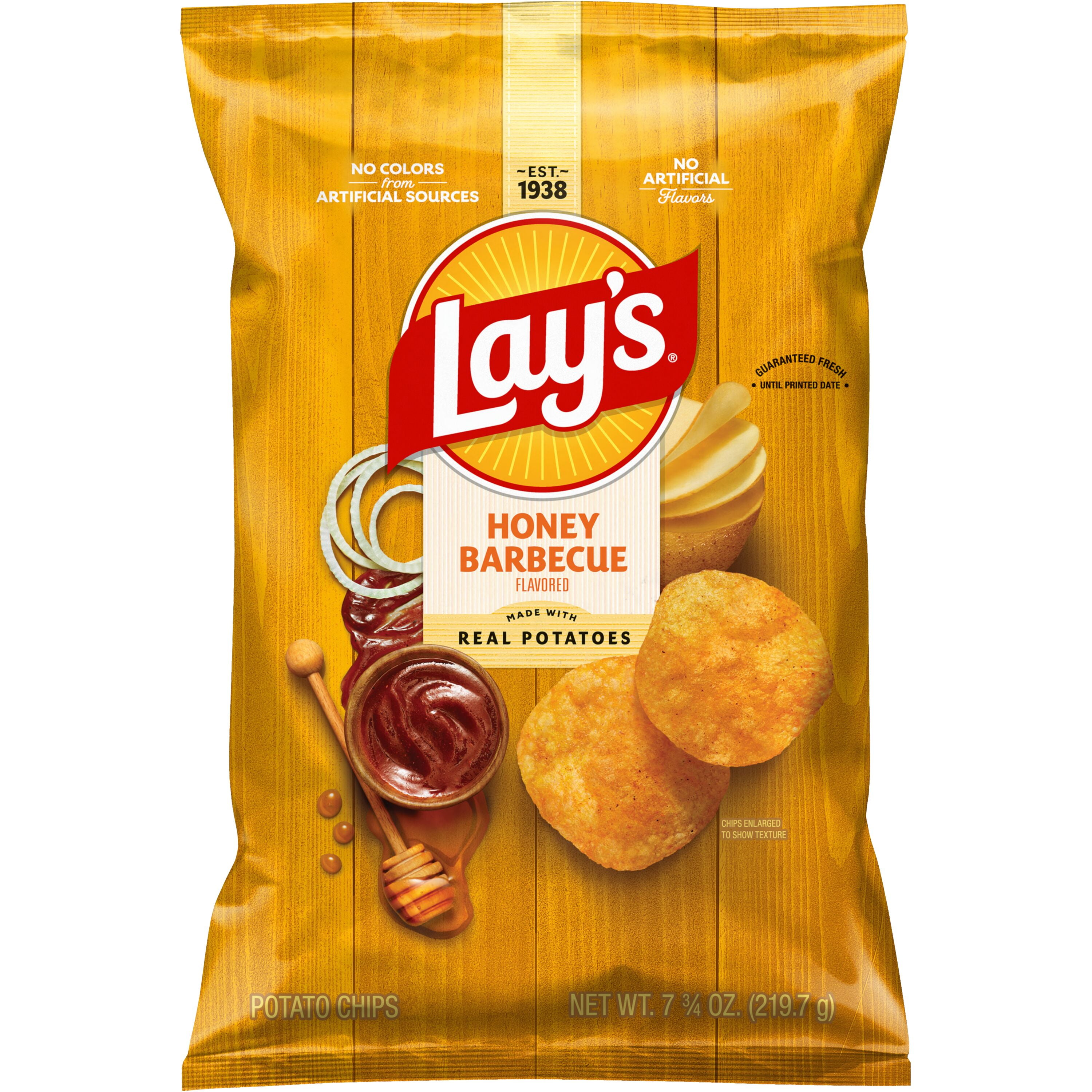 Lay's Honey Barbecue Flavored Potato Chips, Savory BBQ & Sweet Honey ...