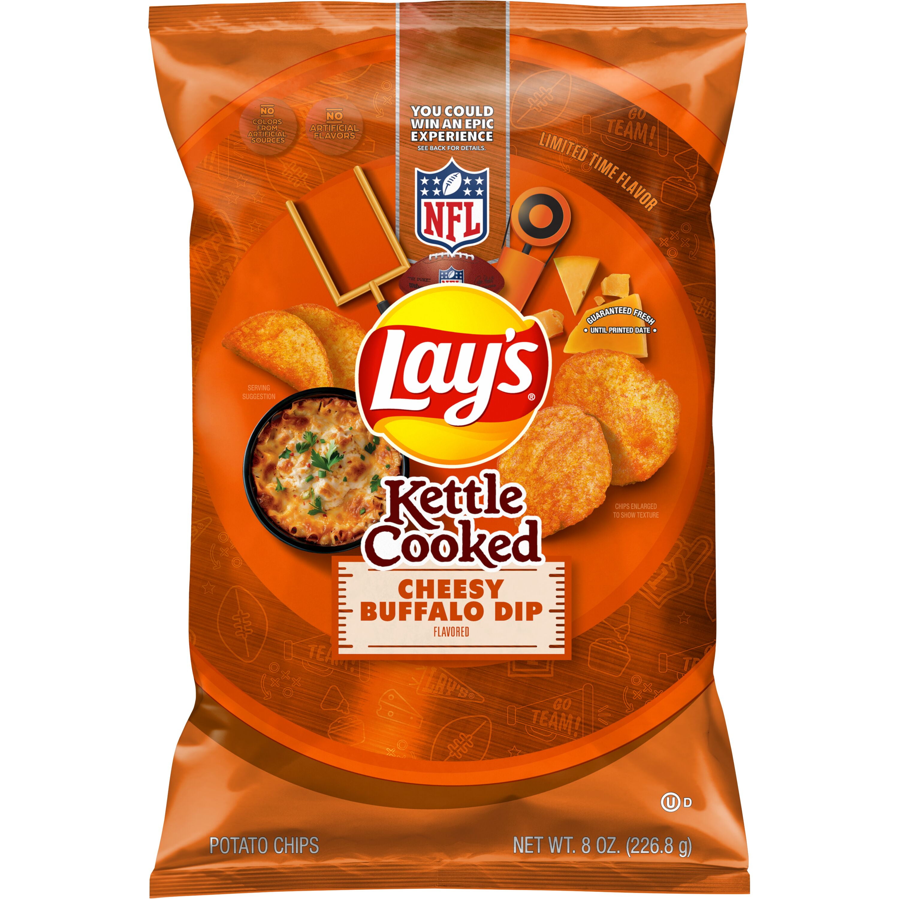 Lay's Kettle Cooked Cheesy Buffalo Dip Snacks, 8 oz Bag - Walmart.com