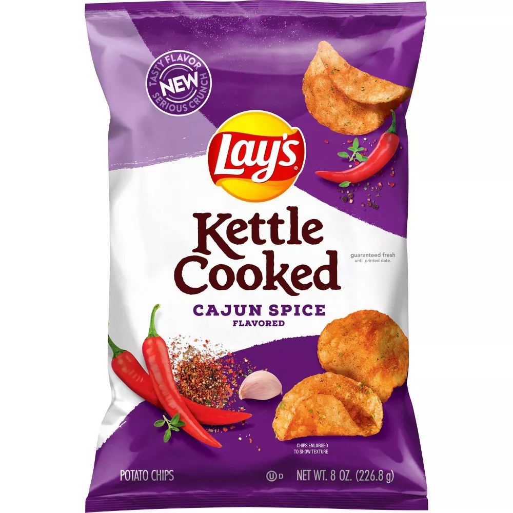 Lay's Kettle Cooked Cajun Spice Potato Chips - 8oz - Walmart.com