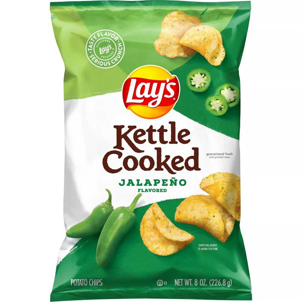 Lay's Kettle Cooked Jalapeño Flavored Potato Chips - 8oz - Walmart.com
