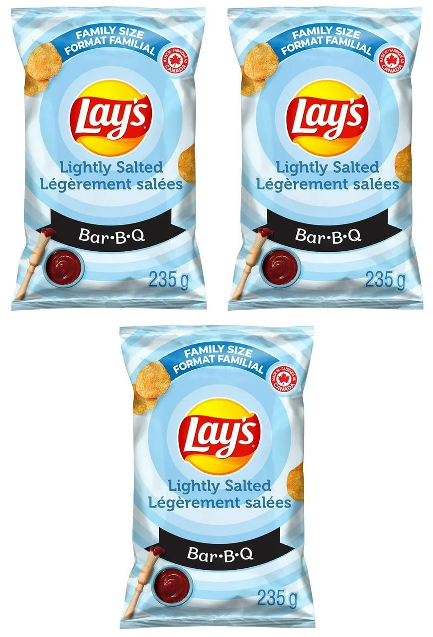 Lay's Lightly Salted BBQ Flavored Potato Chips, 220g (3 Pack) - Walmart.com