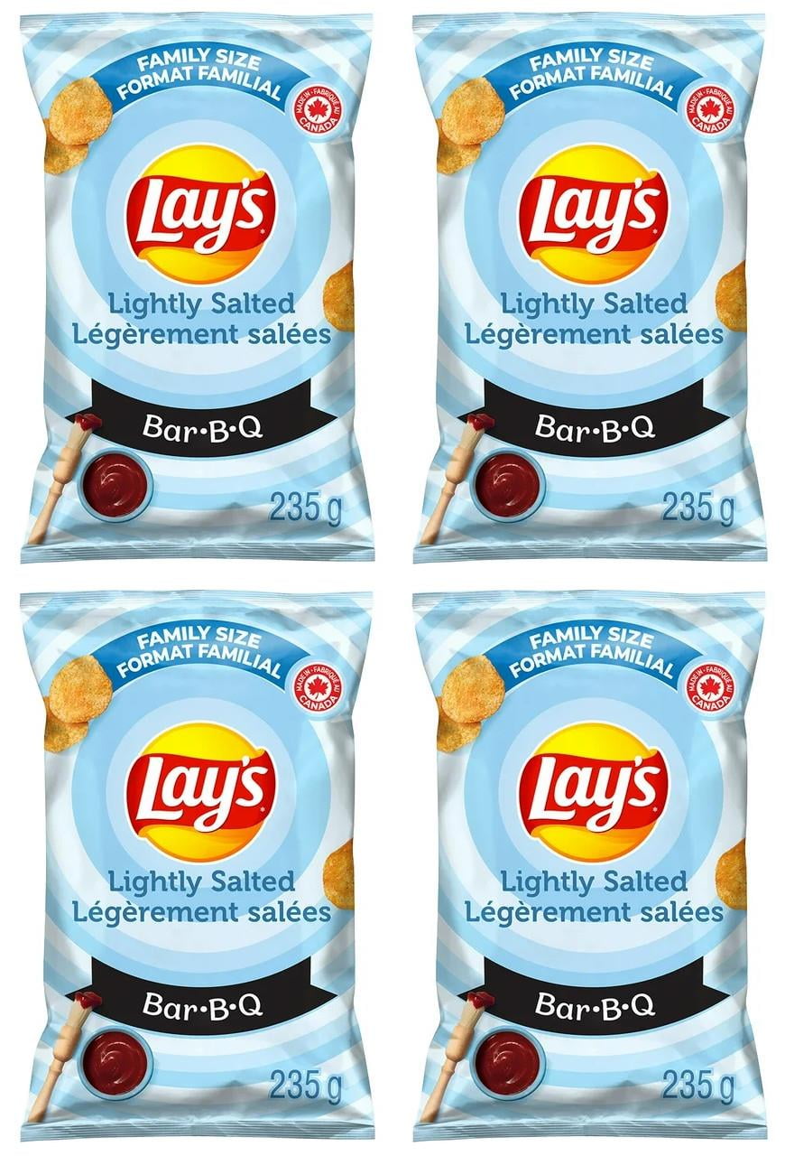 Lay's Lightly Salted BBQ Flavored Potato Chips, 220g (4 Pack) - Walmart.com