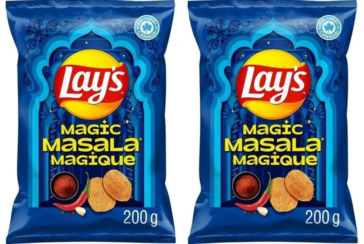 Lay's Magic Masala Ridged Flavored Potato Chips, 200g (2 Pack ...
