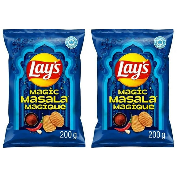 Lay's Magic Masala Ridged Flavored Potato Chips, 200g (2 Pack ...