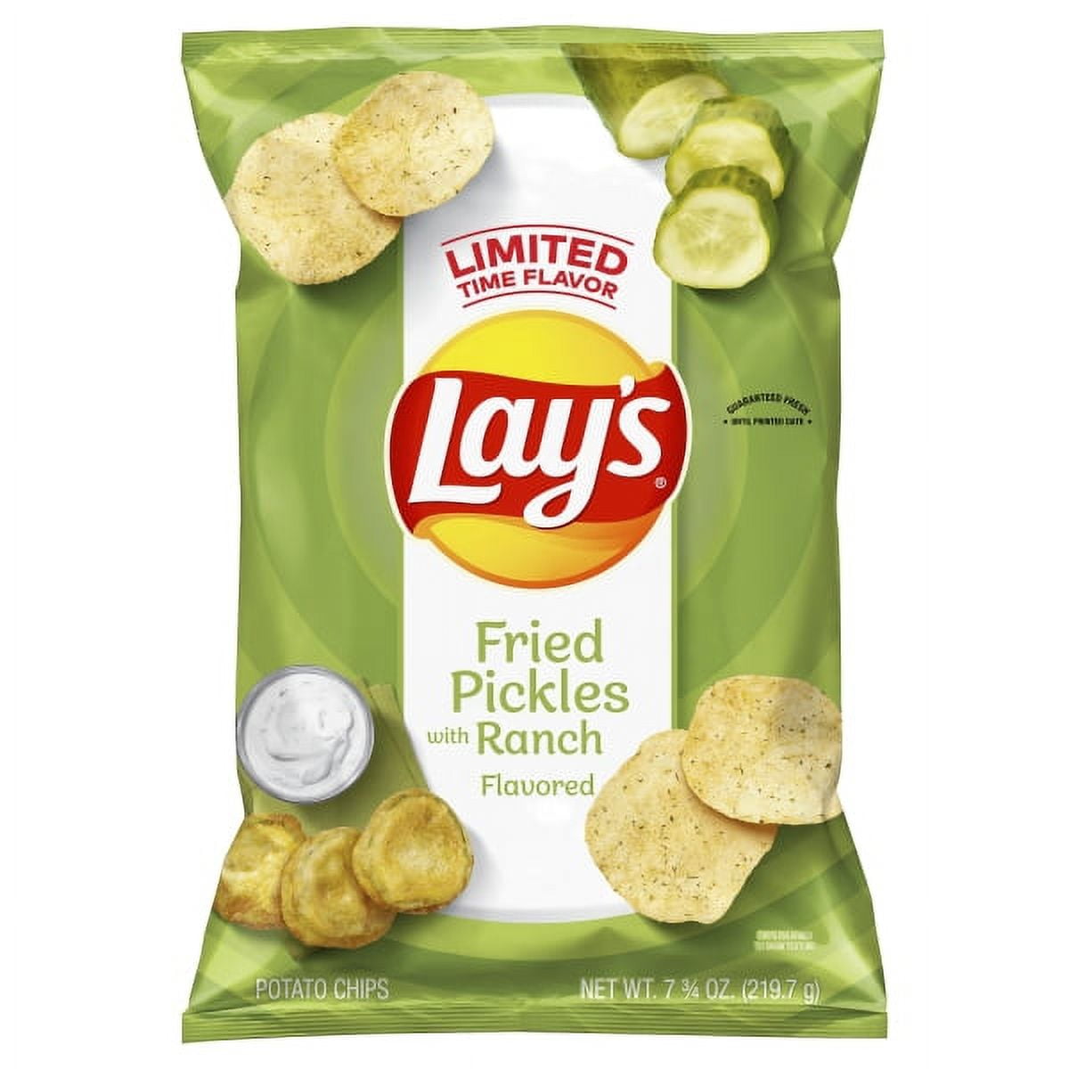 Lay's Flavorful Midwest Inspired Fried Pickle with Ranch Potato Chips 7.75oz - 1 bag - Walmart.com