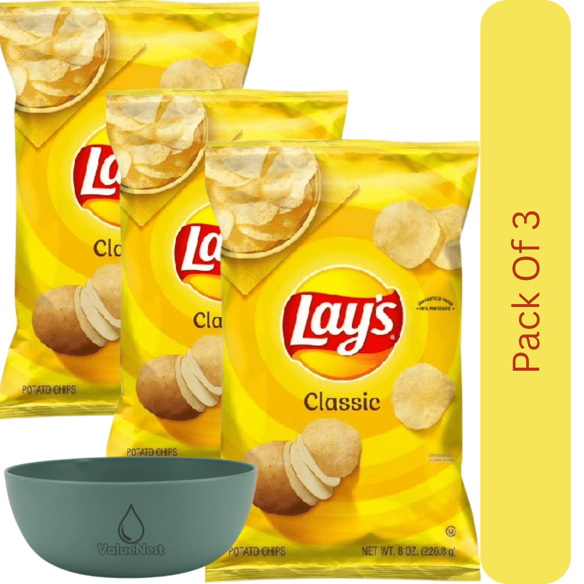 Lay's Original Classic Potato Chips, 8 oz Plastic Bag With Olive Green ...