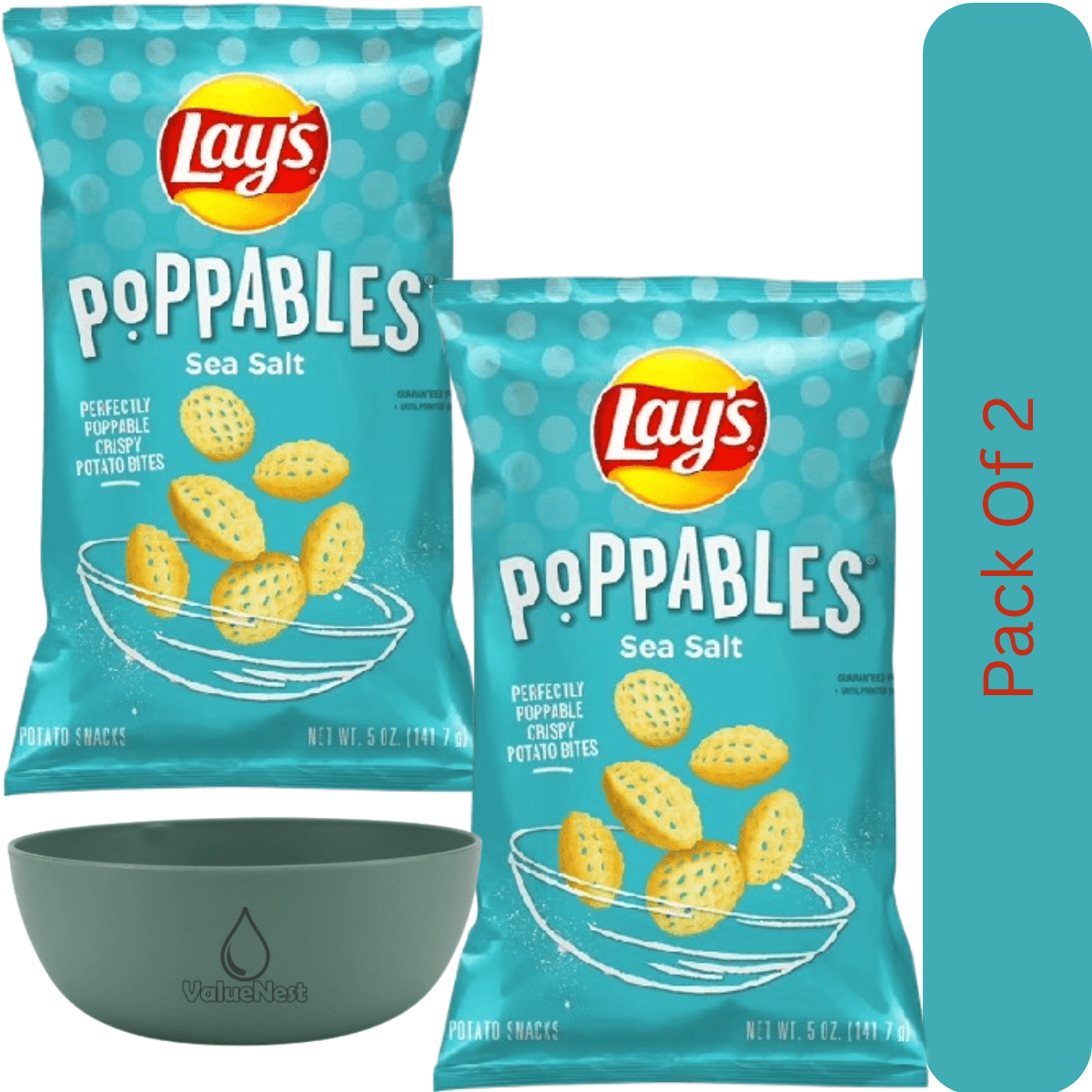 Lay's Poppables Potato Snacks Sea Salt Flavor, 5 oz Bag With Olive ...