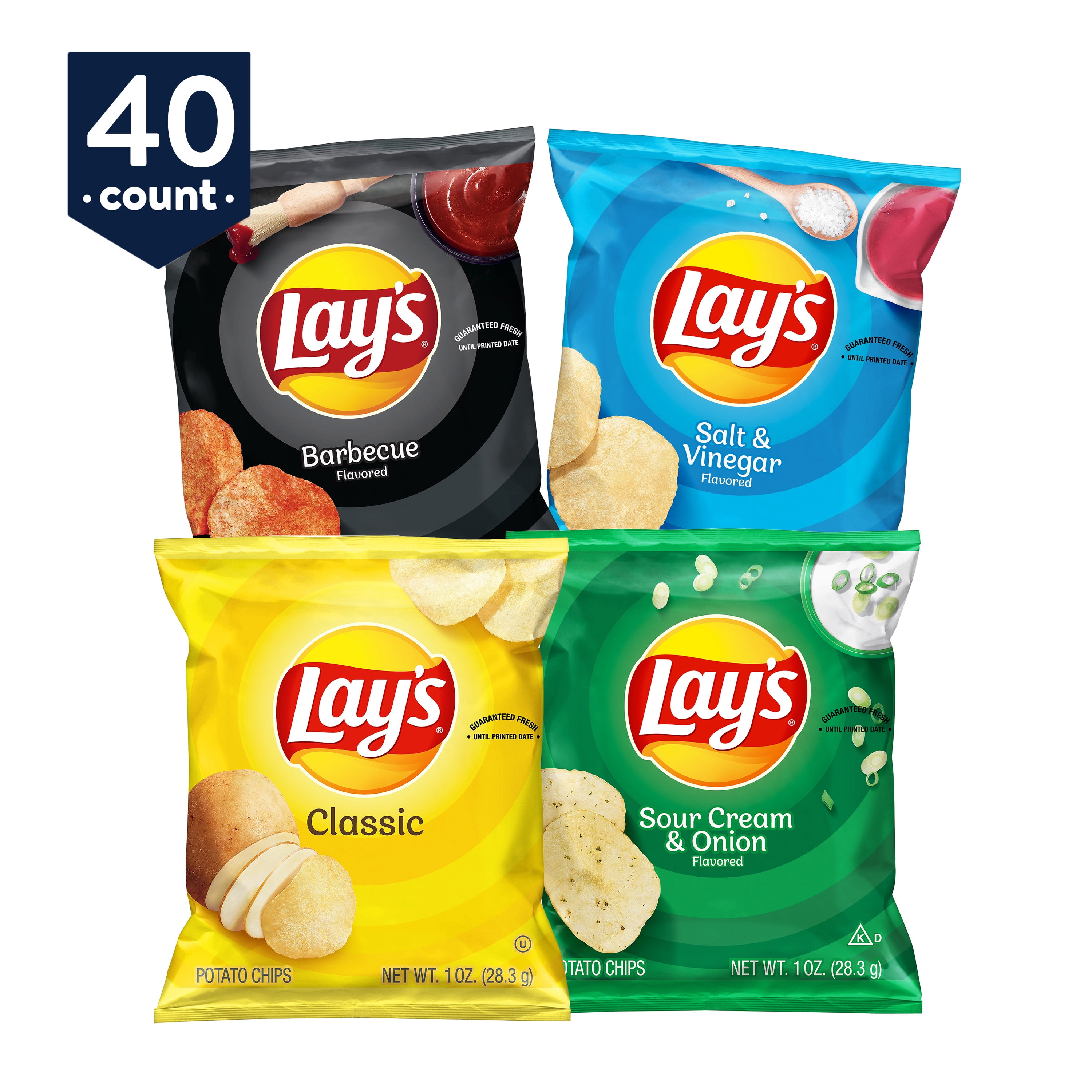 Lay's Potato Chip Variety Pack Snack Chips, 40 Count Multipack ...