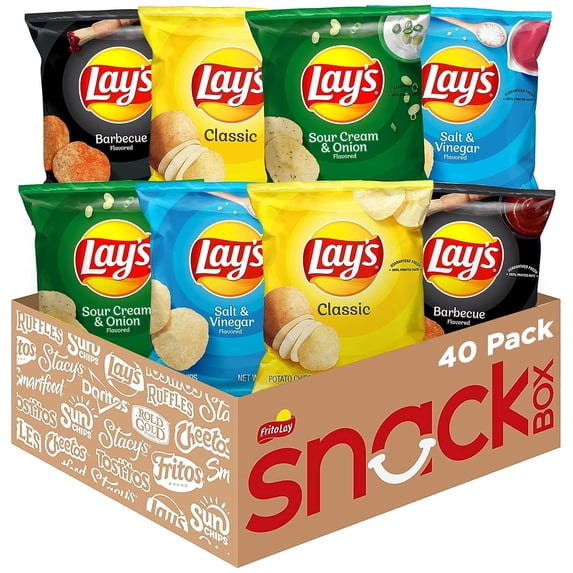 Lay's Classic Flavors Potato Chips, Convenient 40 Count Multipack Snack ...