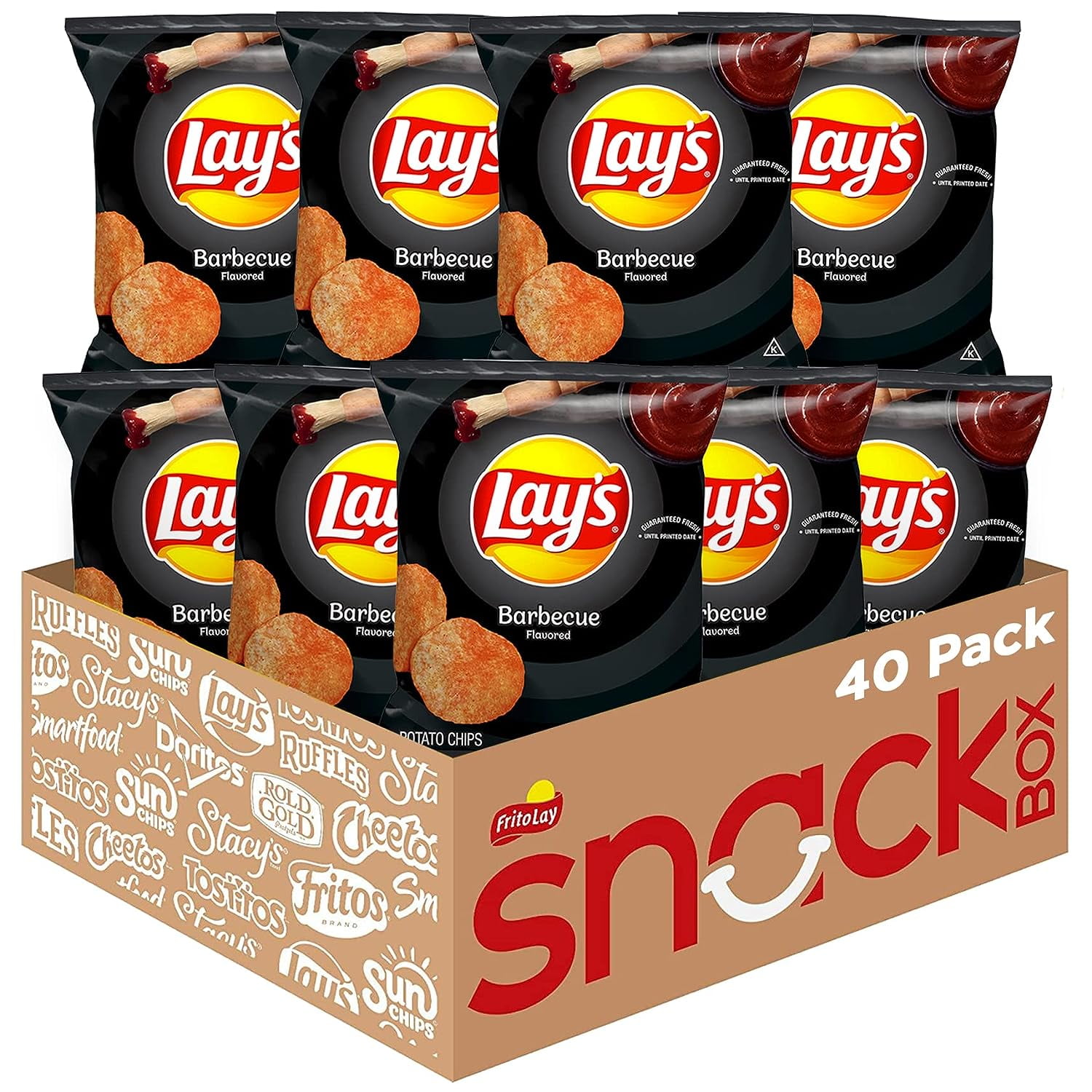 Lay's Potato Chips Barbecue Flavored Snack Chips, 1 oz Bags, 40 Count ...