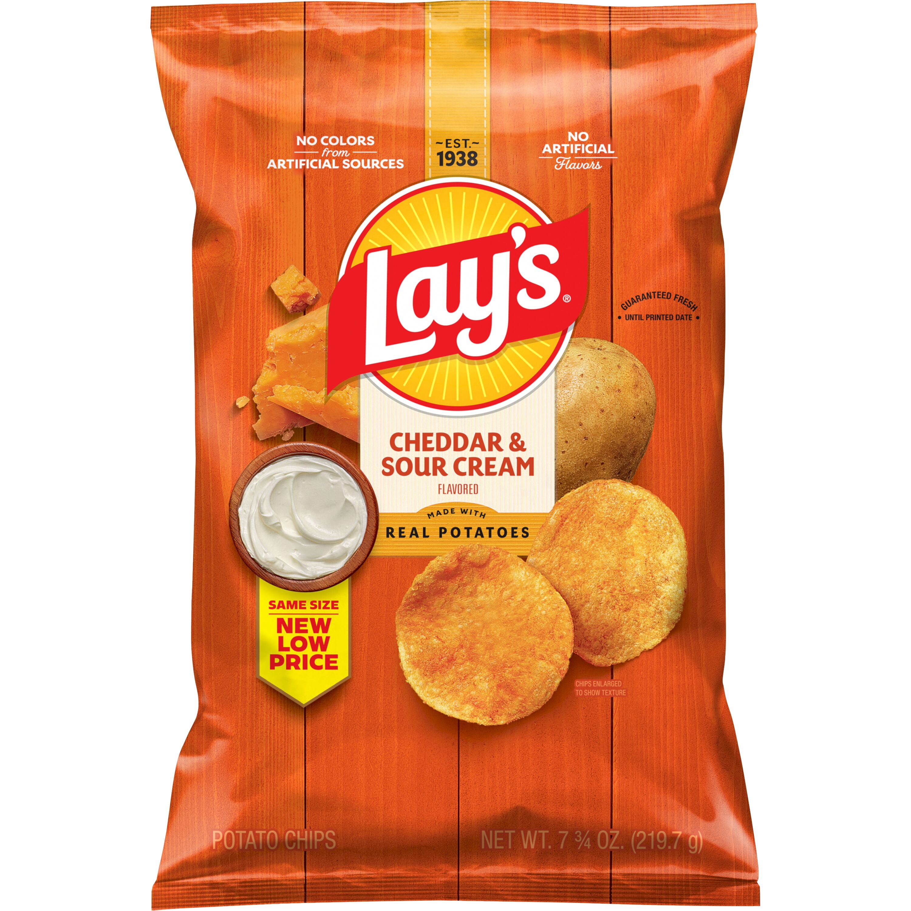 Lay's, Potato Chips, 7.75 oz Bag, Cheddar & Sour Cream - Walmart.com