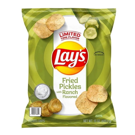 Lay's Potato Chips, Fried Pickles with Ranch Flavor, 15 oz - Walmart.com
