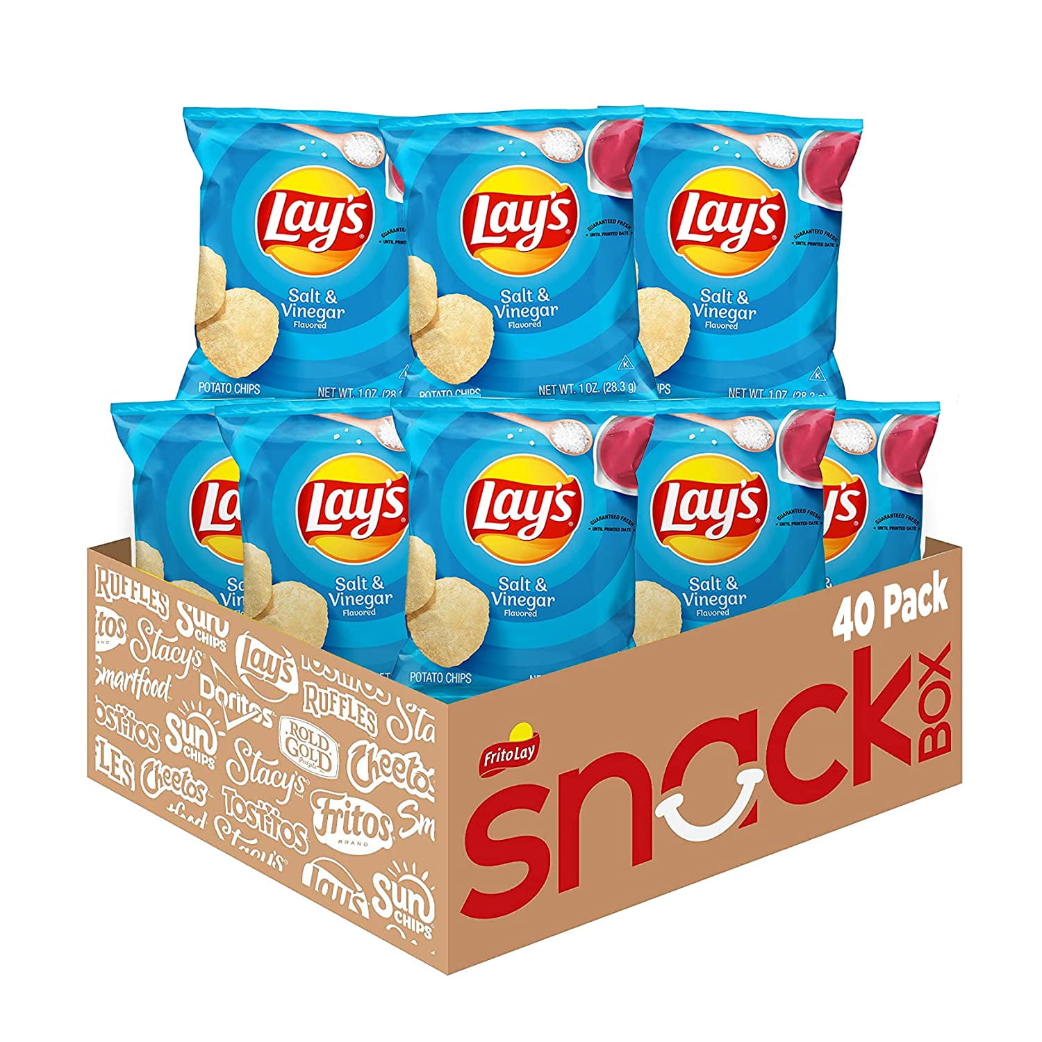 Lay's Potato Chips Salt & Vinegar Flavored Snack Chips, 1 oz Bags, 40 ...