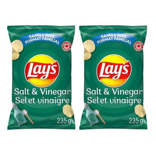 Lay's Potato Chips, Salt and Vinegar, 235g/8.3 oz., Pack of 2 {Imported ...