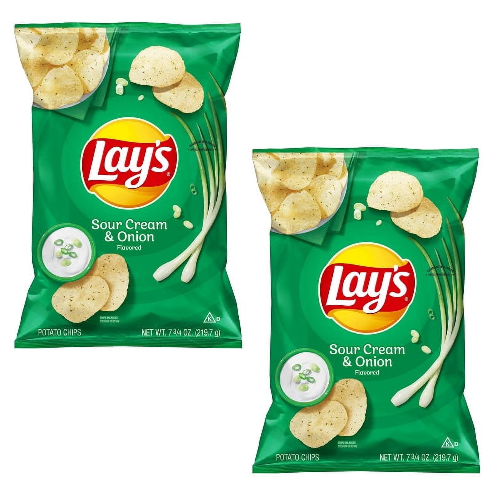 Lay's Potato Chips, Sour Cream & Onion Flavor, 100 PACK 7.75 oz Bag ...