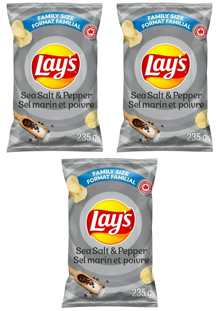 Lay's Sea Salt & Pepper Flavored Potato Chips, 220g (3 Pack) - Walmart.com