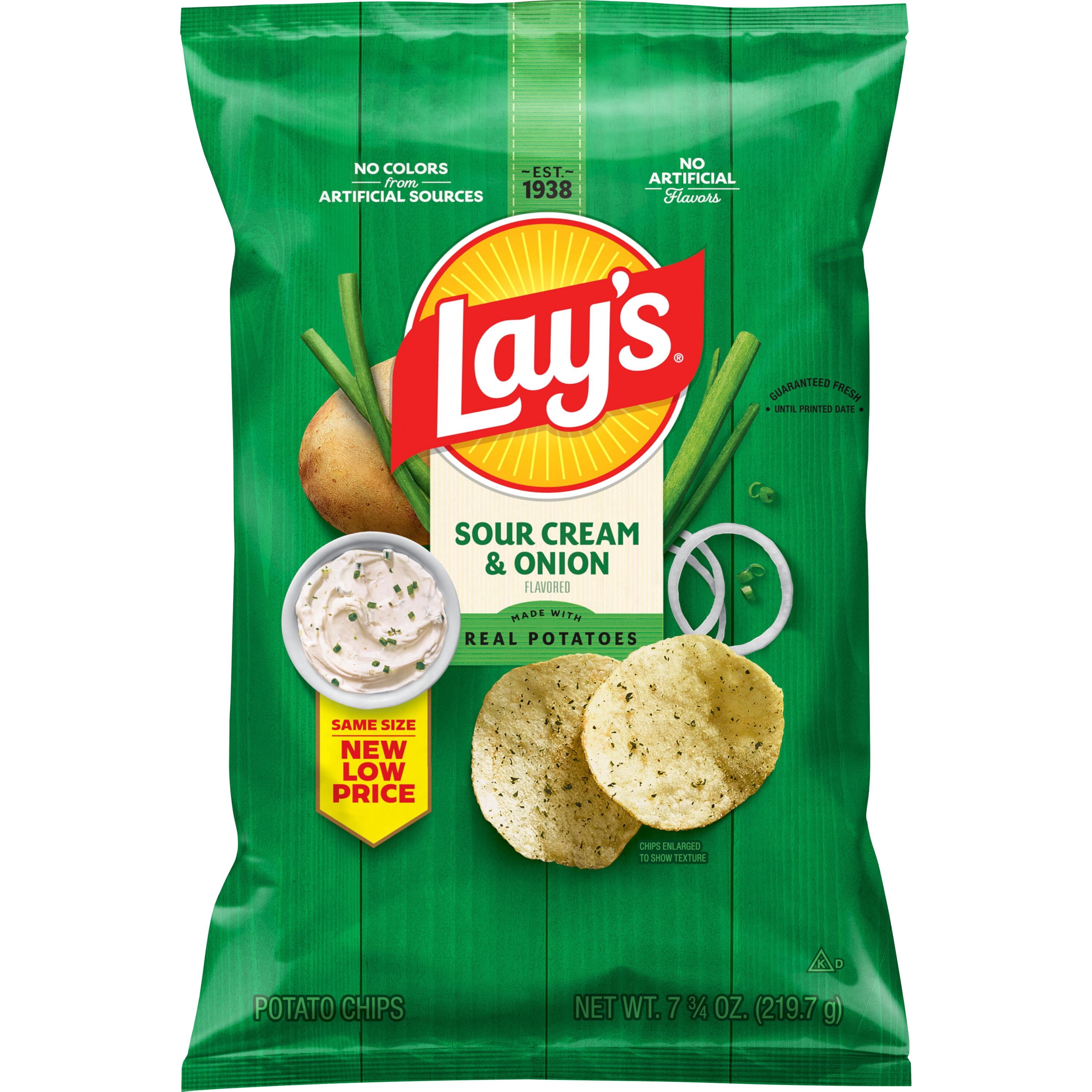 Lay's Farm-Grown Sour Cream & Onion Potato Chips, Perfectly Crispy, 7. ...