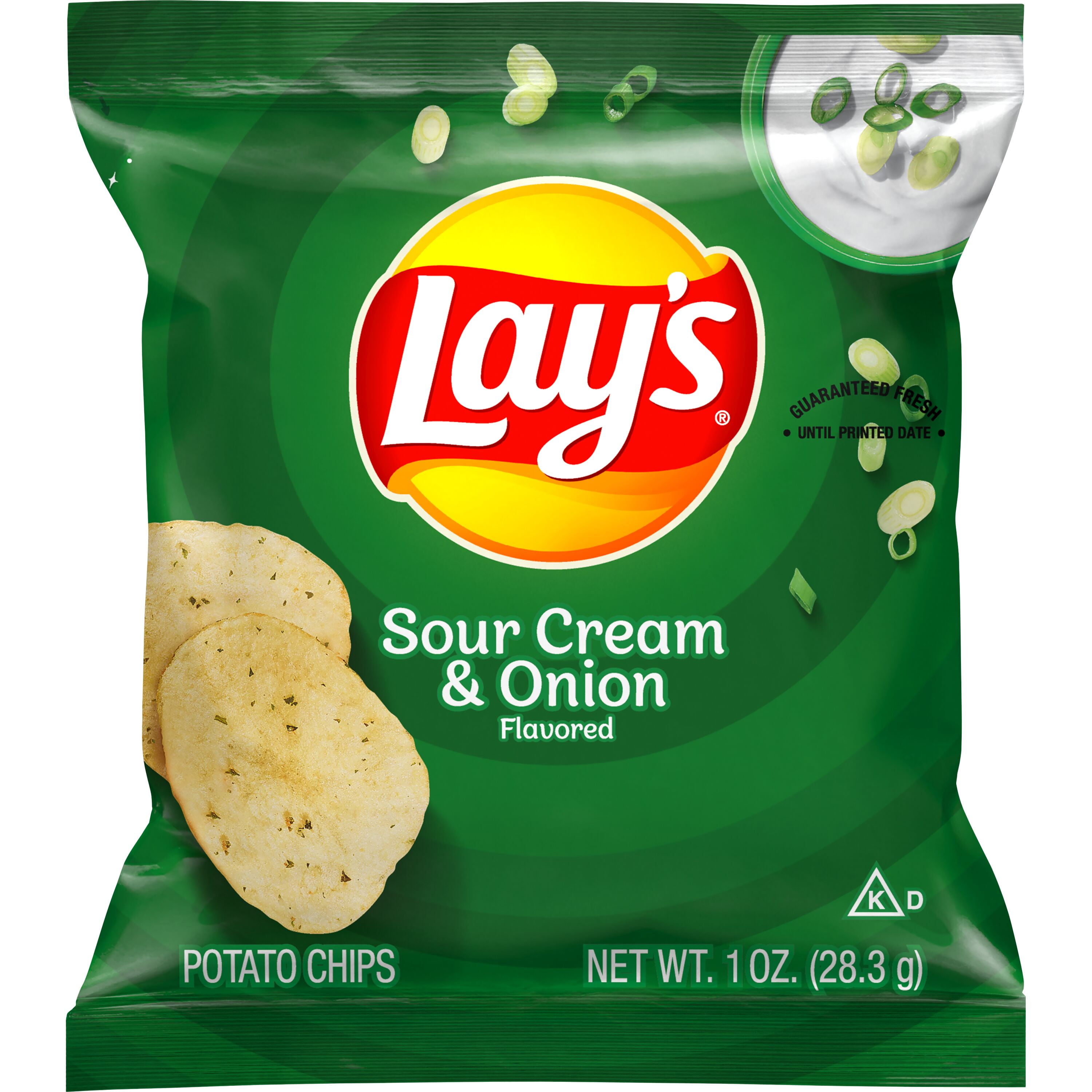 Lay's Sour Cream & Onion Flavored Potato Snack Chips, 1 Ounce Bag ...