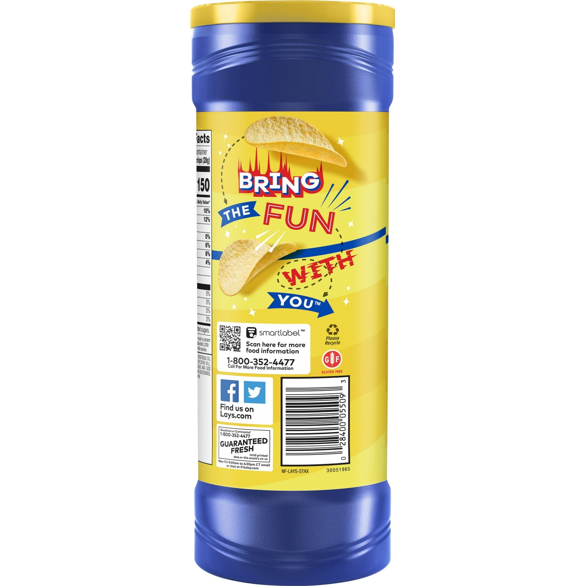 Lay's Stax Original Potato Chips, 5.5 oz Canister (Pack of 4) - Walmart.com