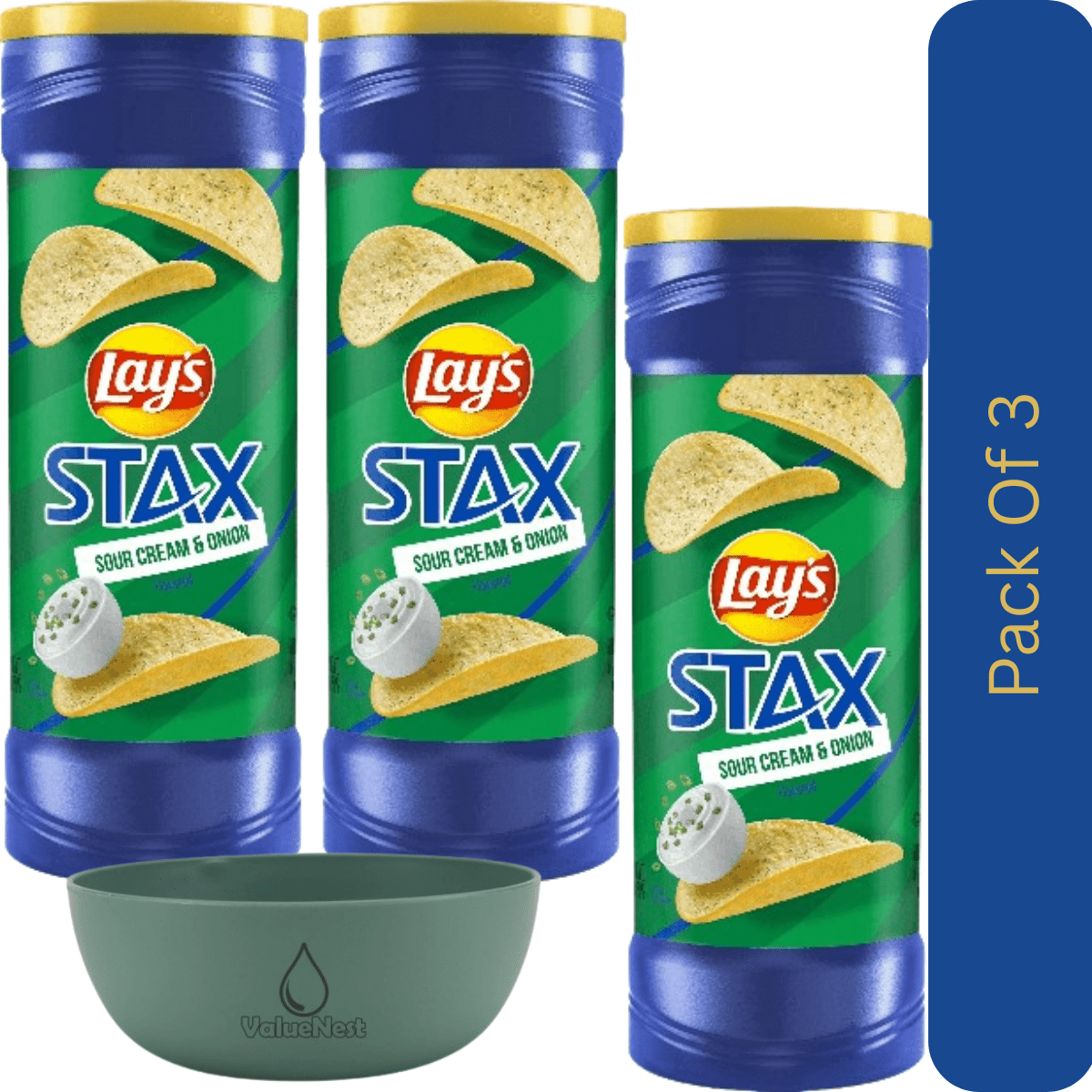 Lay's Stax Potato Chips Sour Cream & Onion Flavor, 5.5 oz Canister With ...